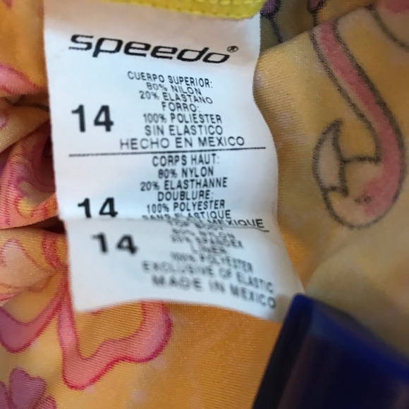 Speedo | Swim | Speedo Yellow Pink Flamingo Swim Tankini Top 4 G | Poshmark